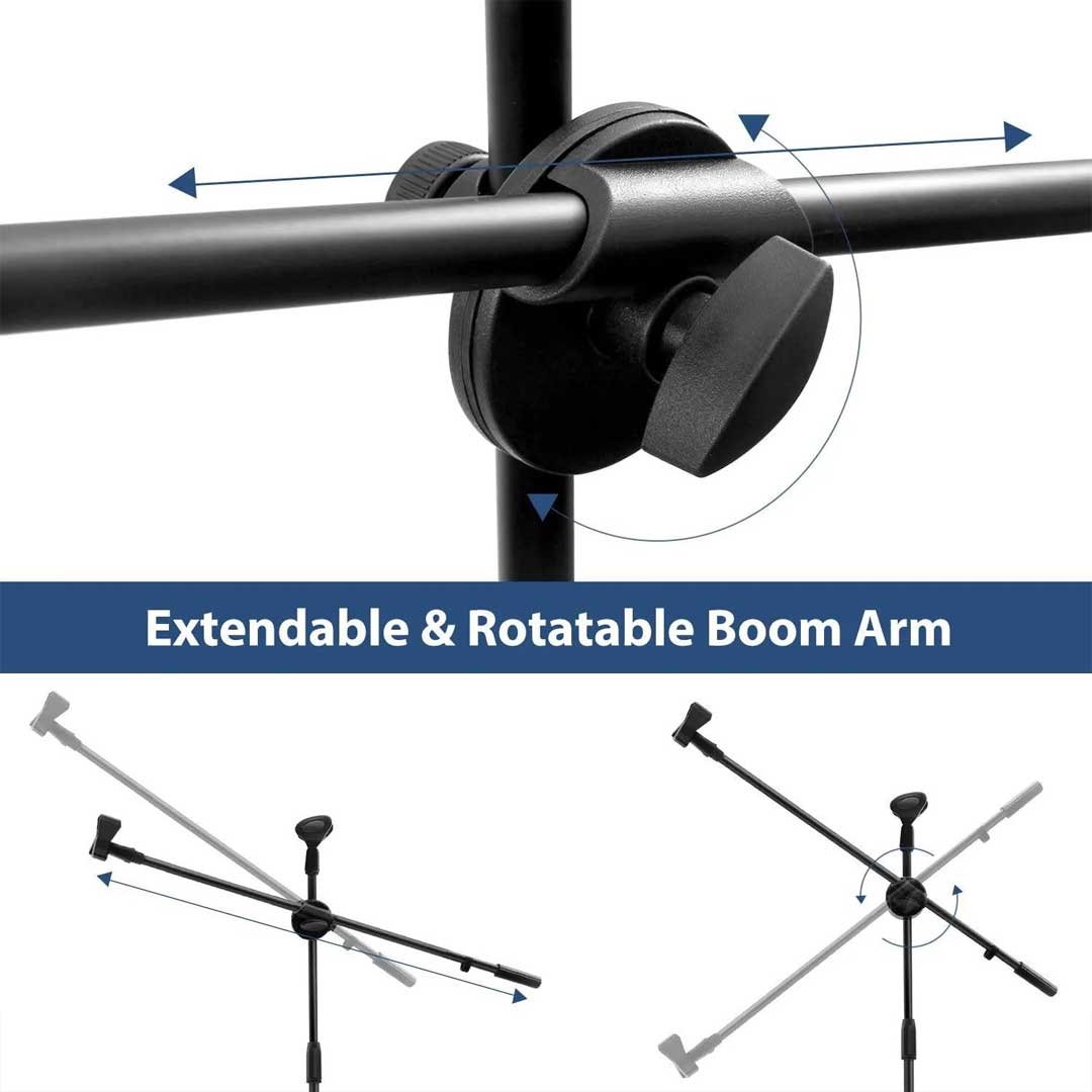 Tripod Microphone Stand With Extending Boom | Adjustable Boom Stand